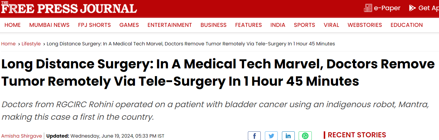 Long Distance Surgery: In A Medical Tech Marvel, Doctors Remove Tumor ...