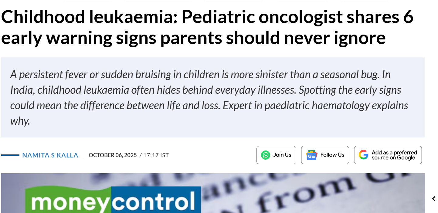 Childhood leukaemia: Pediatric oncologist shares 6 early warning signs ...